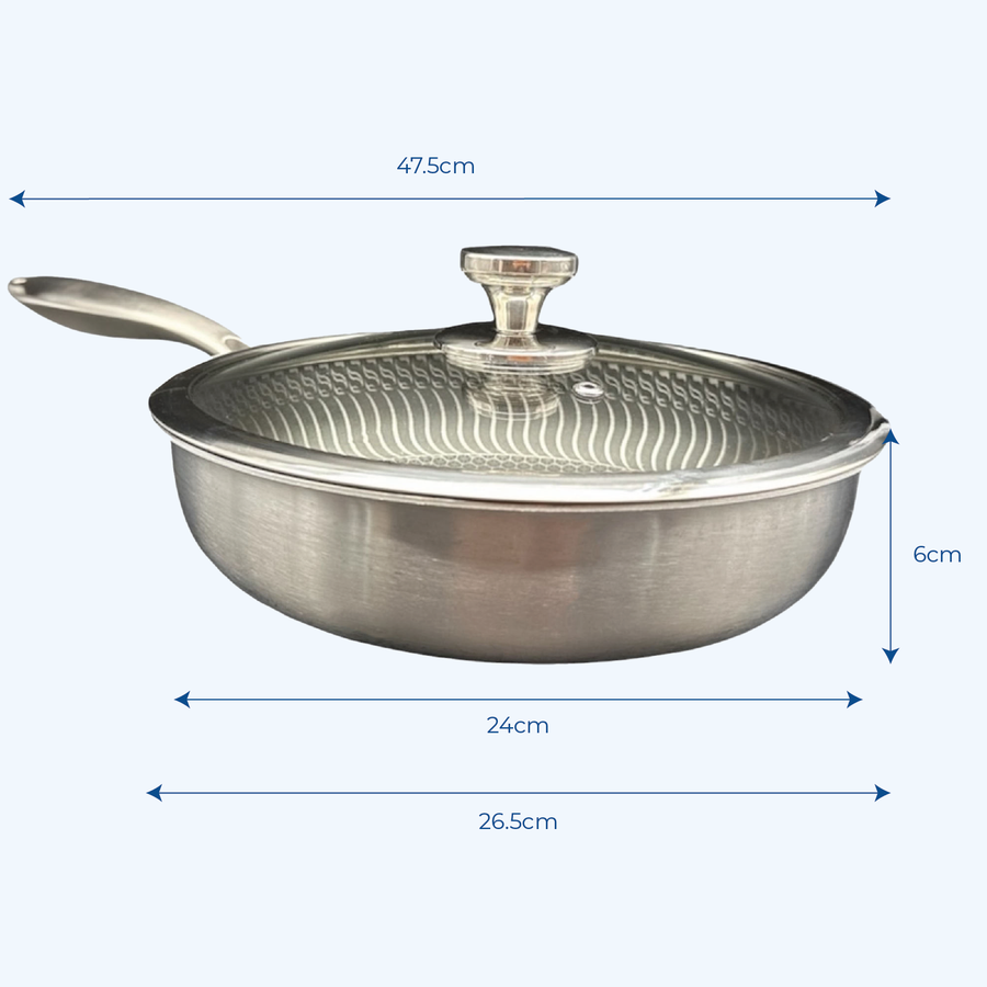26cm Hybrid Frying Pan with Glass Lid – Equitherm